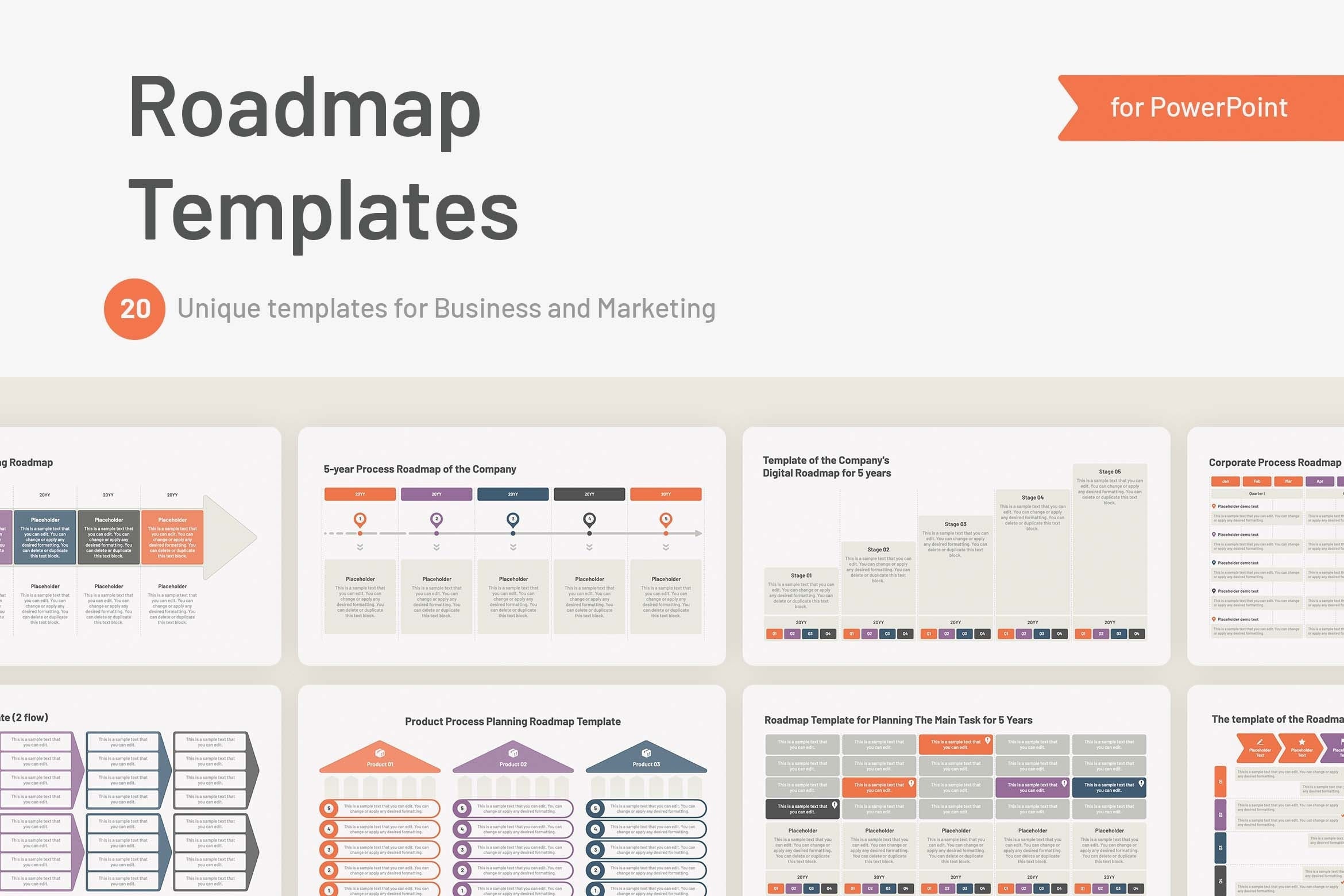 Roadmap Templates for Powerpoint - Etsy
