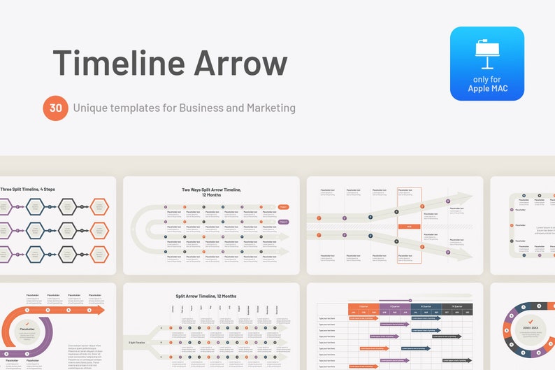 Timeline Arrow Templates for Keynote - Etsy