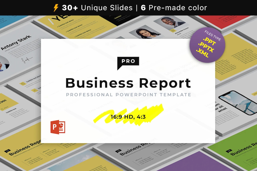 Business Report PRO Powerpoint Template - Etsy