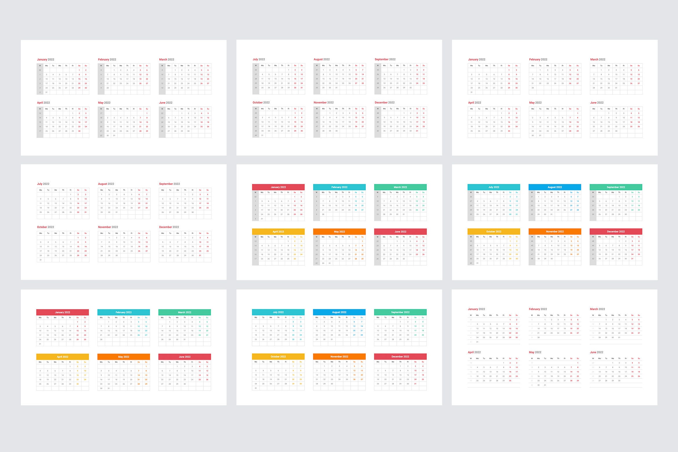 Powerpoint Calendar 2022 Templates Bundle - Etsy