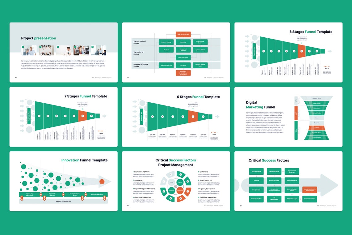 Monthly and Annual Report Powerpoint Template - Etsy