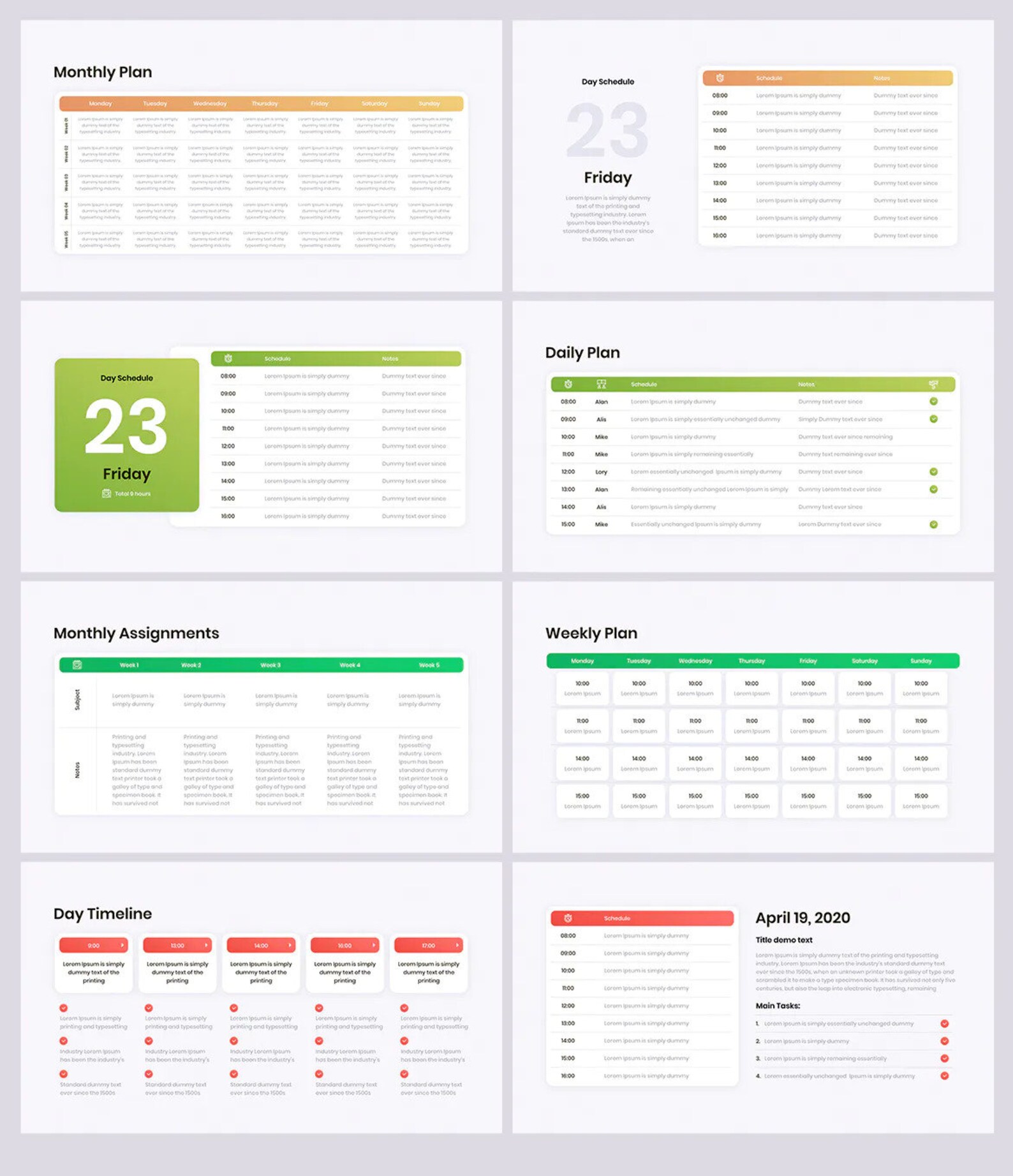 Week and Day Planning, Schedule Powerpoint Template - Etsy
