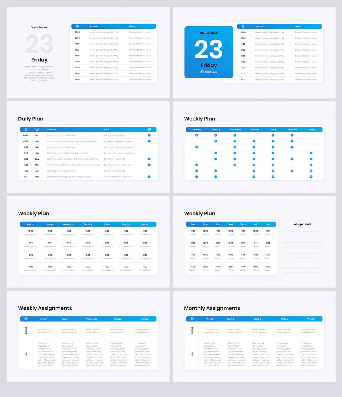 Week and Day Planning, Schedule Powerpoint Template - Etsy