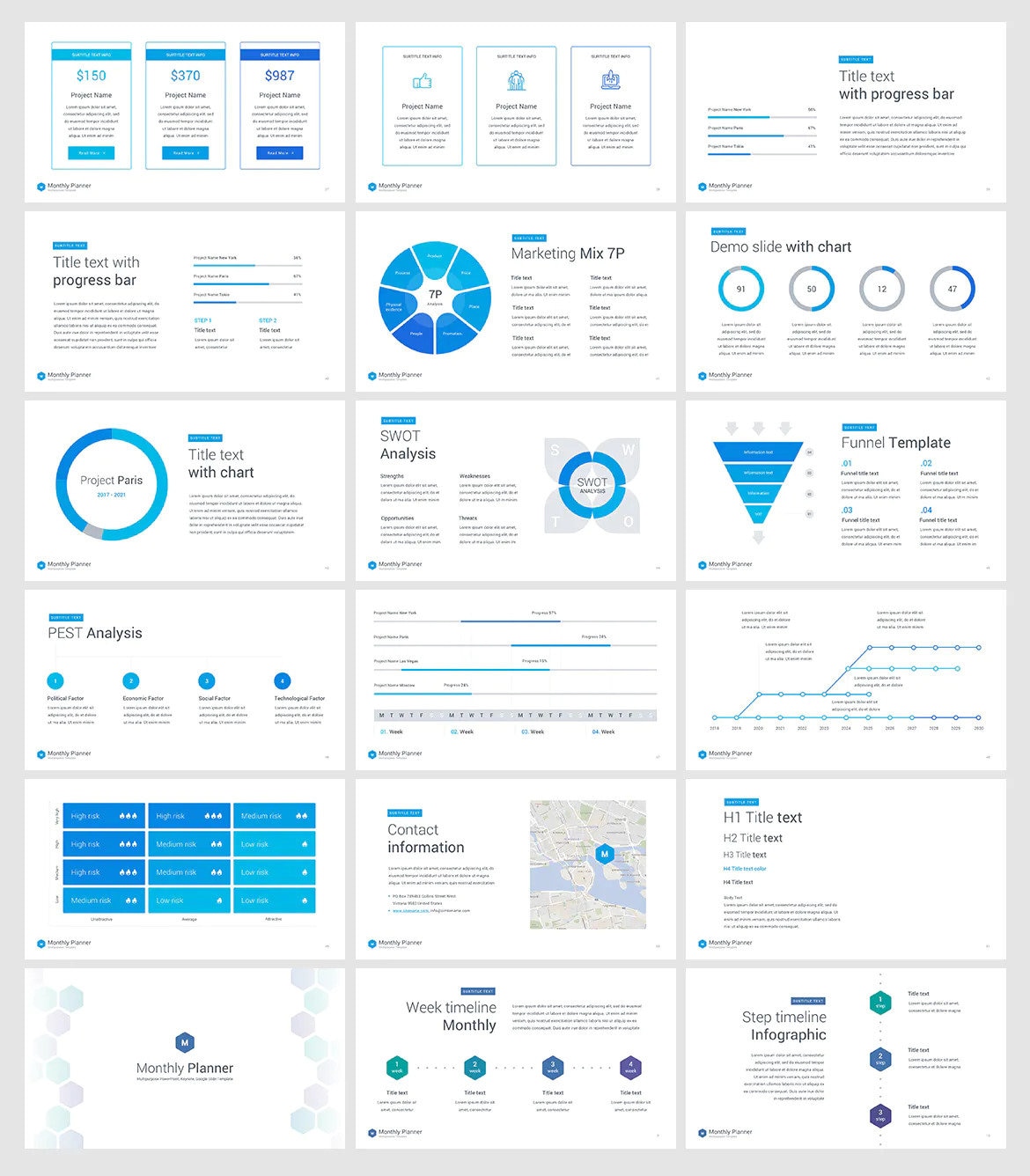 Monthly Planner Powerpoint Template - Etsy