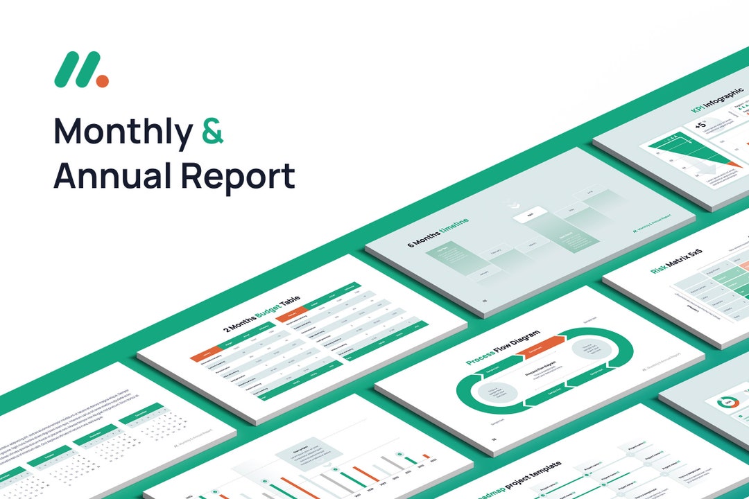 Monthly and Annual Report Powerpoint Template - Etsy