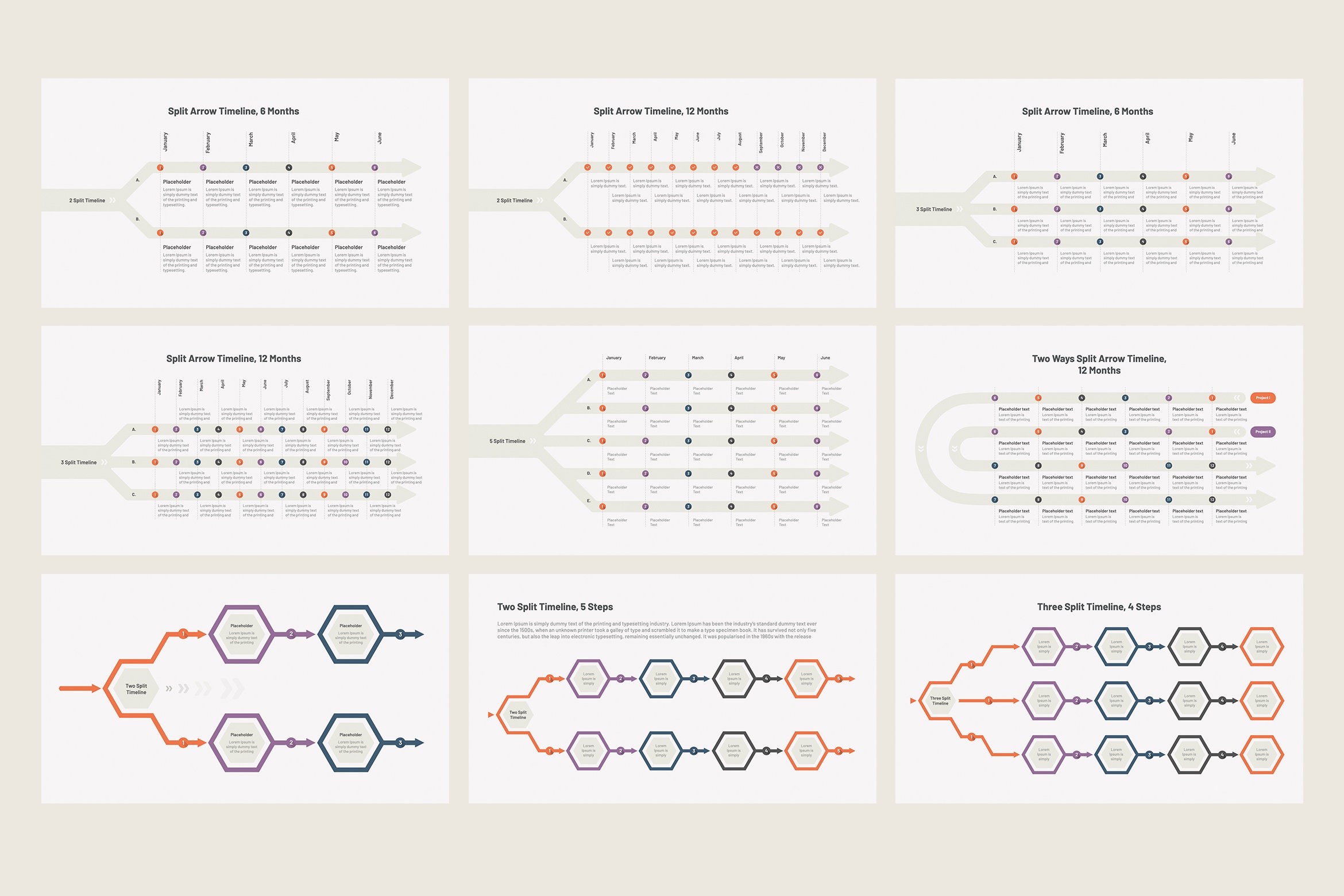 Timeline Arrow Templates for Powerpoint - Etsy
