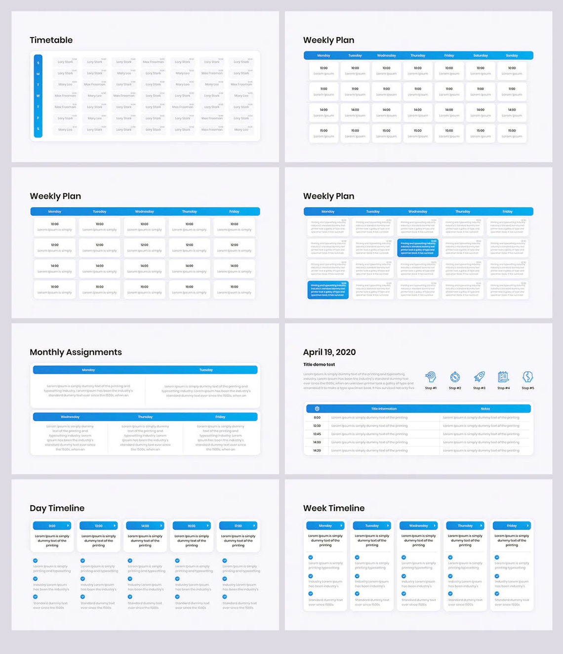 Week and Day Planning, Schedule Powerpoint Template - Etsy