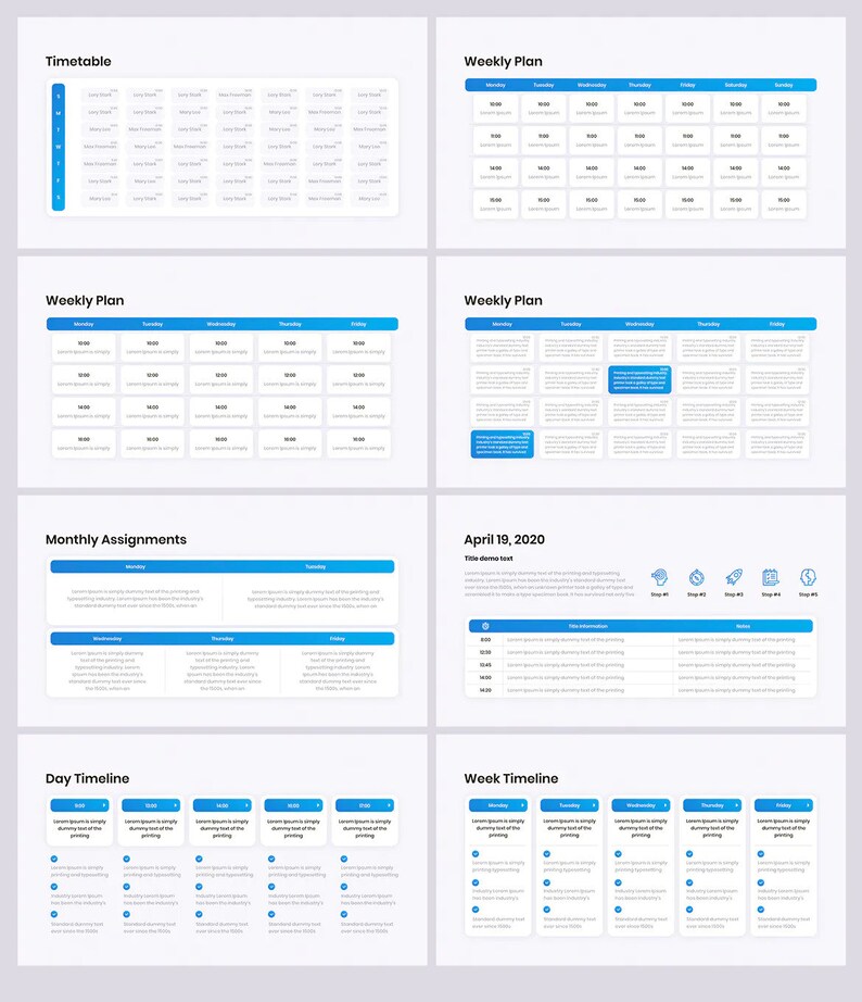 Week and Day Planning, Schedule Powerpoint Template - Etsy