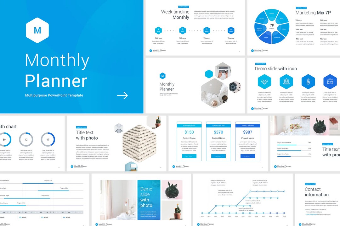 Monthly Planner Powerpoint Template - Etsy