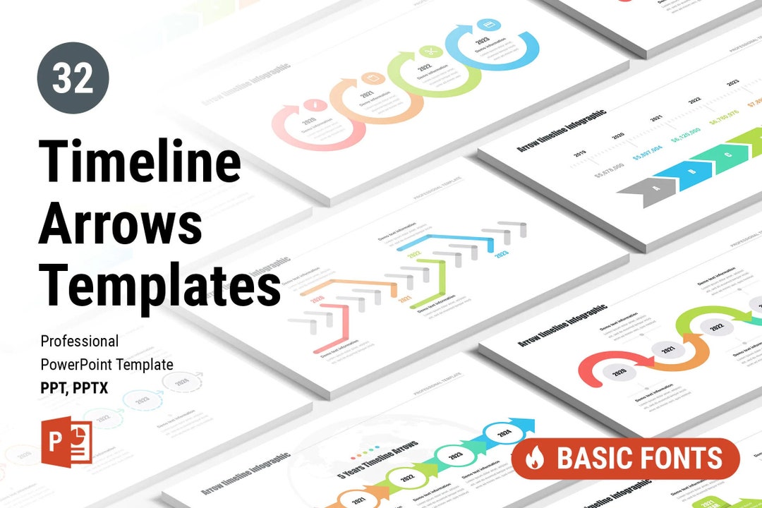 Timeline Arrows Templates for Powerpoint - Etsy