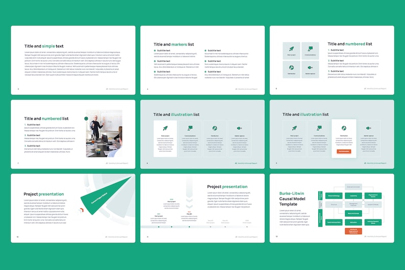 Monthly and Annual Report Powerpoint Template - Etsy
