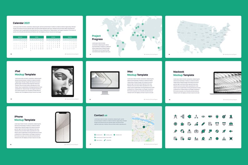 Monthly and Annual Report Powerpoint Template - Etsy