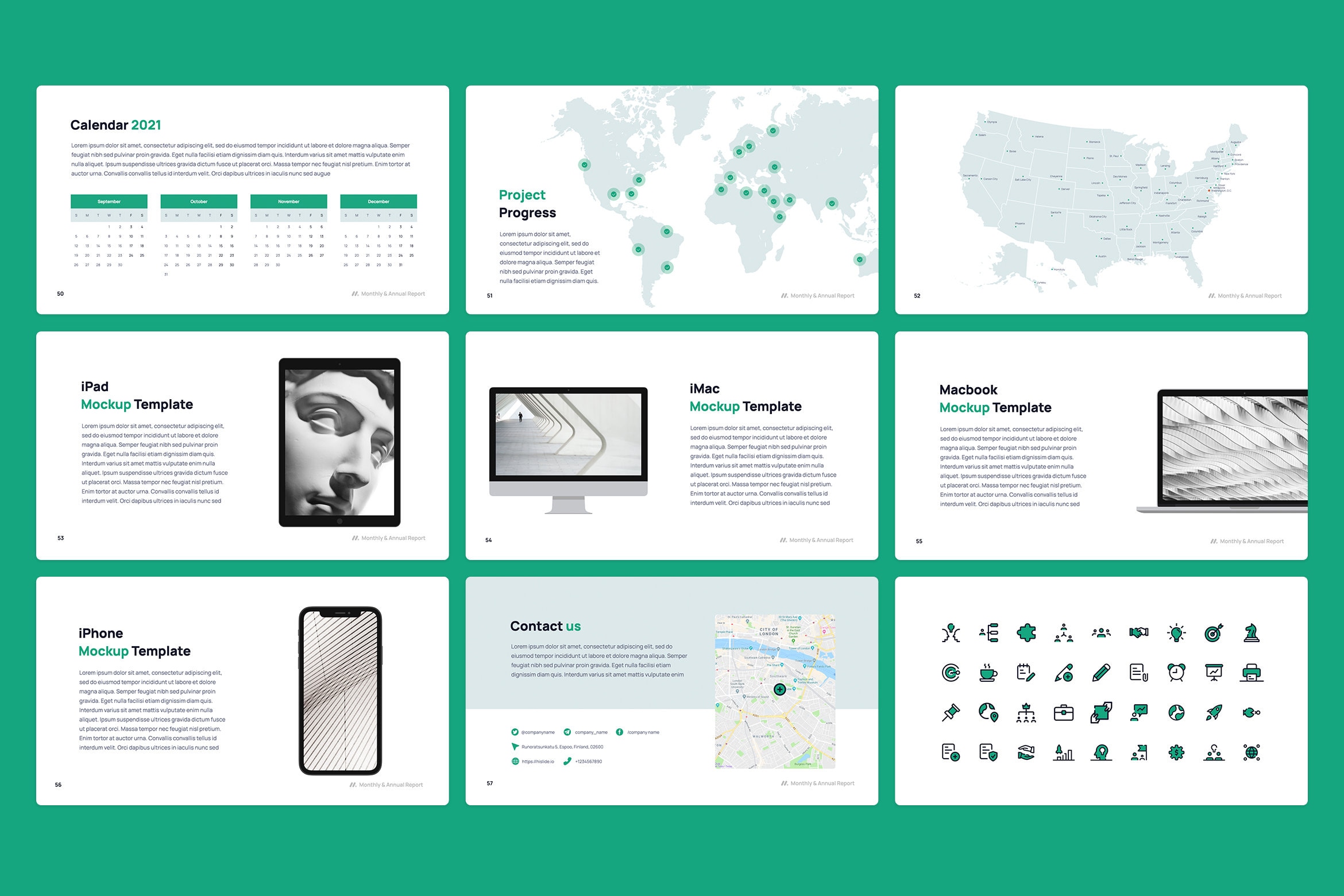 Monthly and Annual Report Powerpoint Template - Etsy