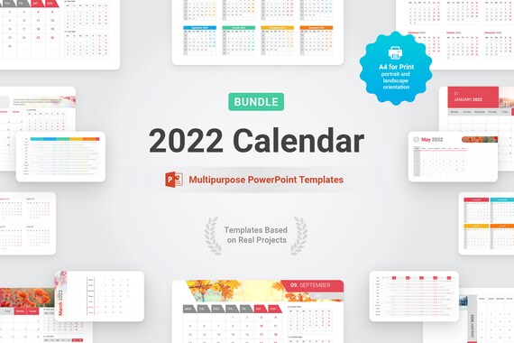 Powerpoint Calendar 2022 Templates Bundle | Etsy