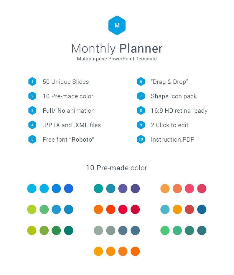 Monthly Planner Powerpoint Template - Etsy