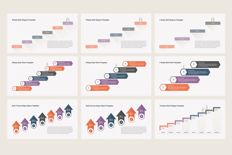Stair Diagram Templates for Powerpoint - Etsy