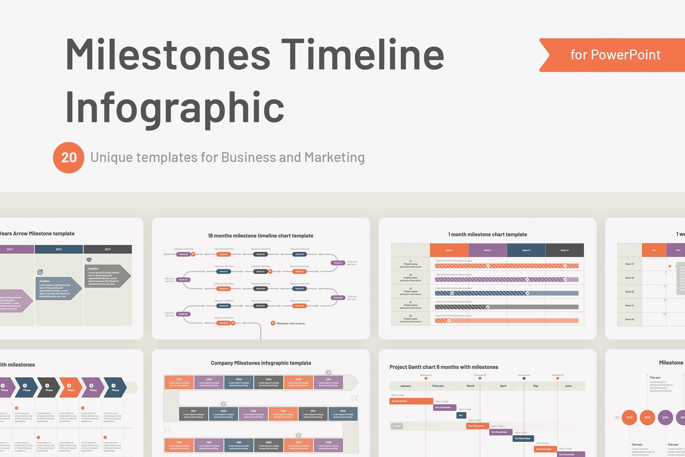Milestones Timeline Infographic for Powerpoint - Etsy