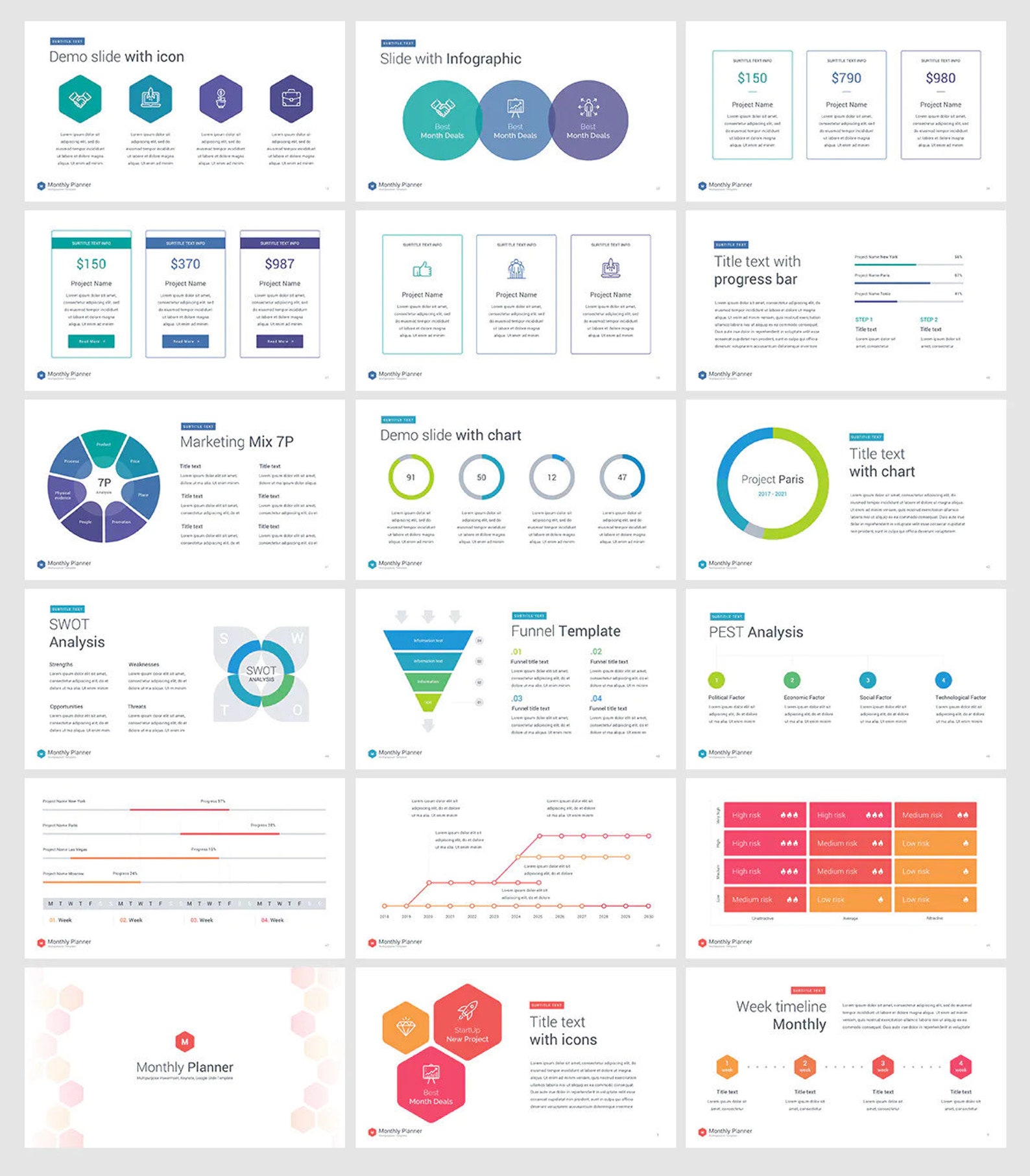 Monthly Planner Powerpoint Template - Etsy
