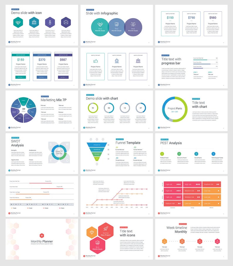 Monthly Planner Powerpoint Template - Etsy