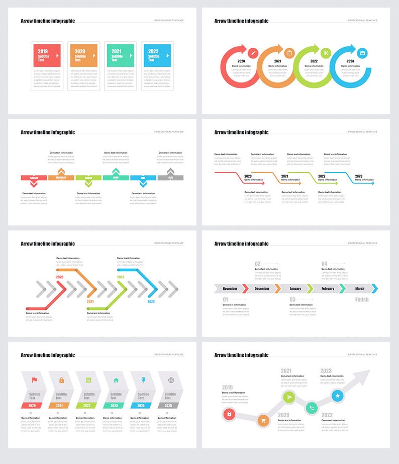 Timeline Arrows Templates for Powerpoint - Etsy