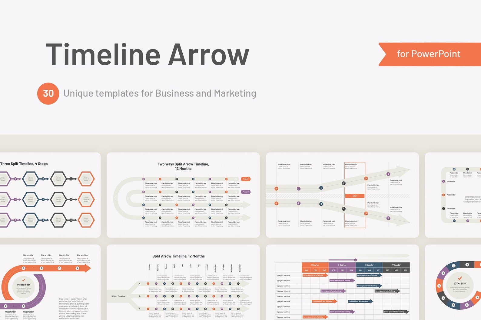 Timeline Arrow Templates for Powerpoint - Etsy