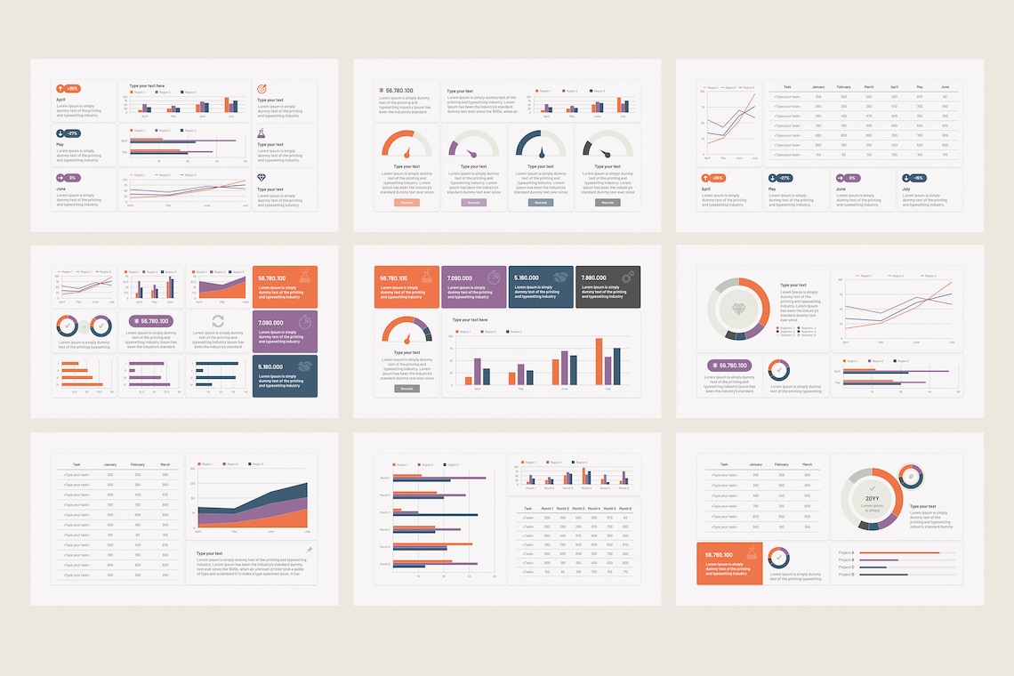 KPI Dashboard Kit Powerpoint Templates - Etsy