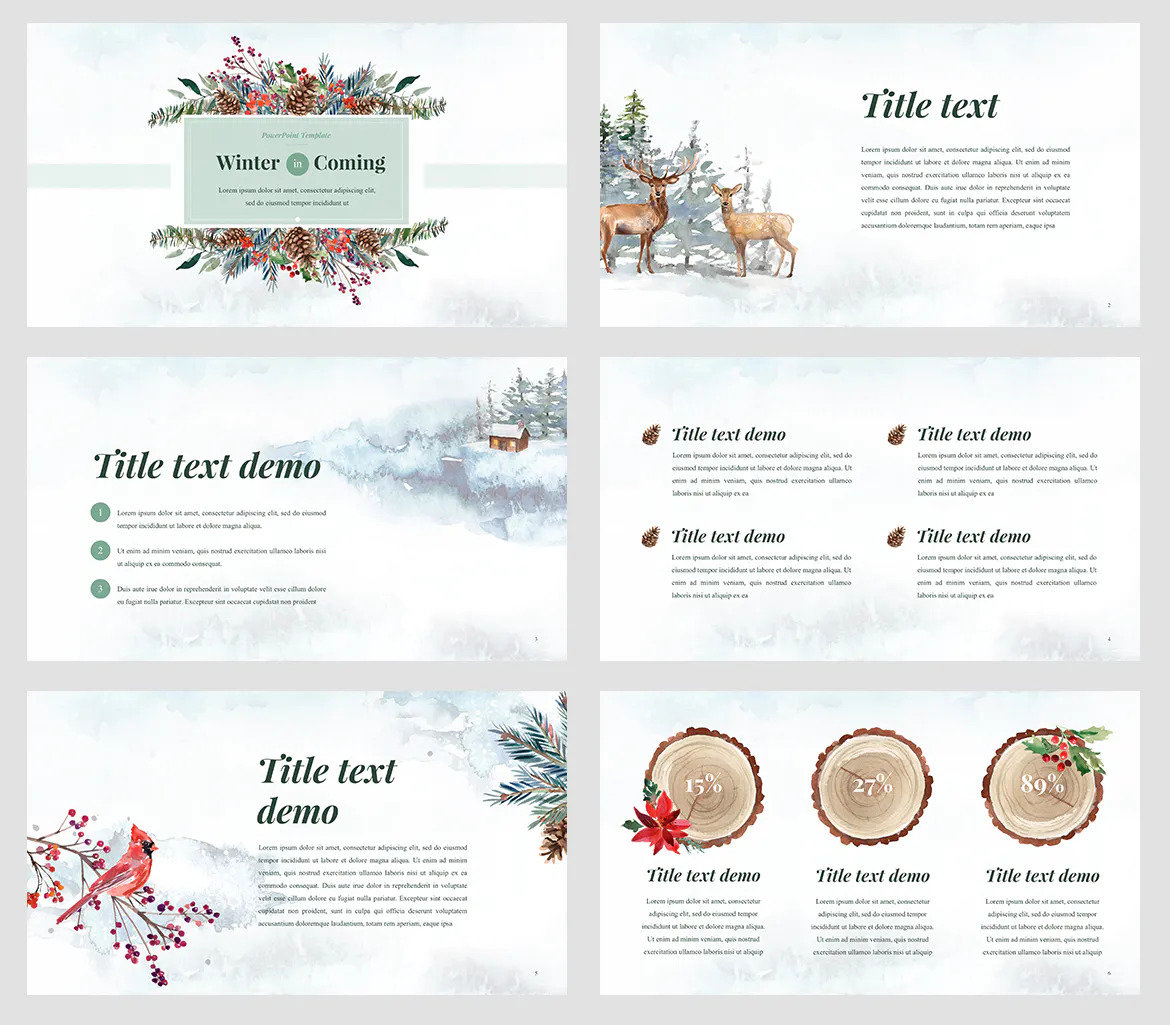 Winter Watercolour Powerpoint Template - Etsy