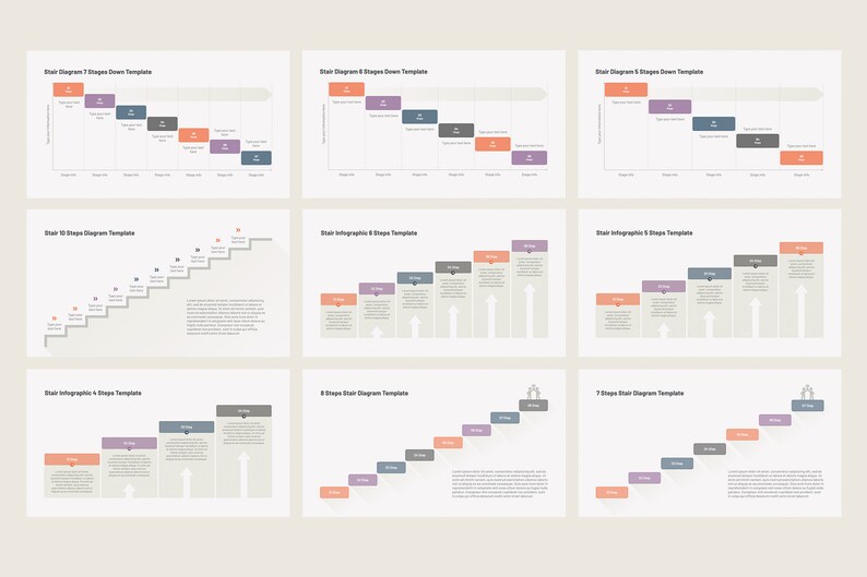 Stair Diagram Templates for Powerpoint - Etsy