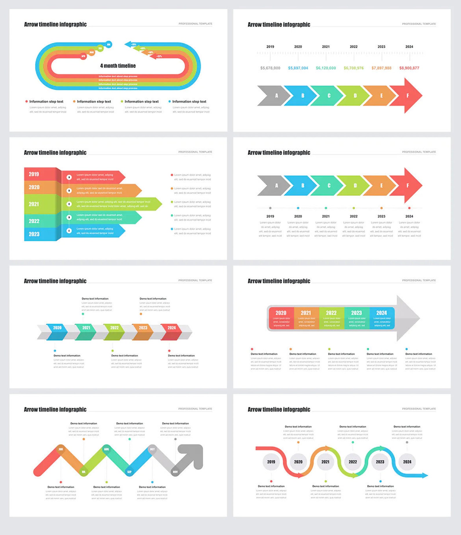 Timeline Arrows Templates for Powerpoint - Etsy