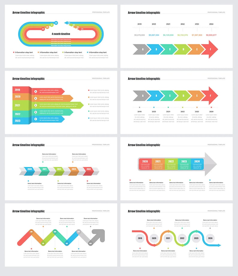 Timeline Arrows Templates for Powerpoint - Etsy