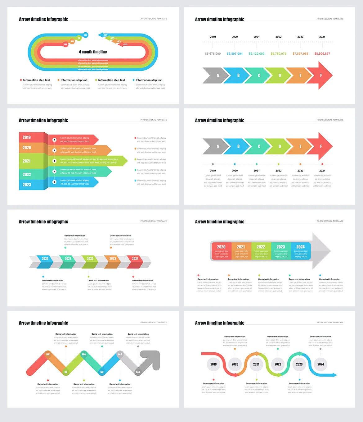 Timeline Arrows Templates for Powerpoint - Etsy