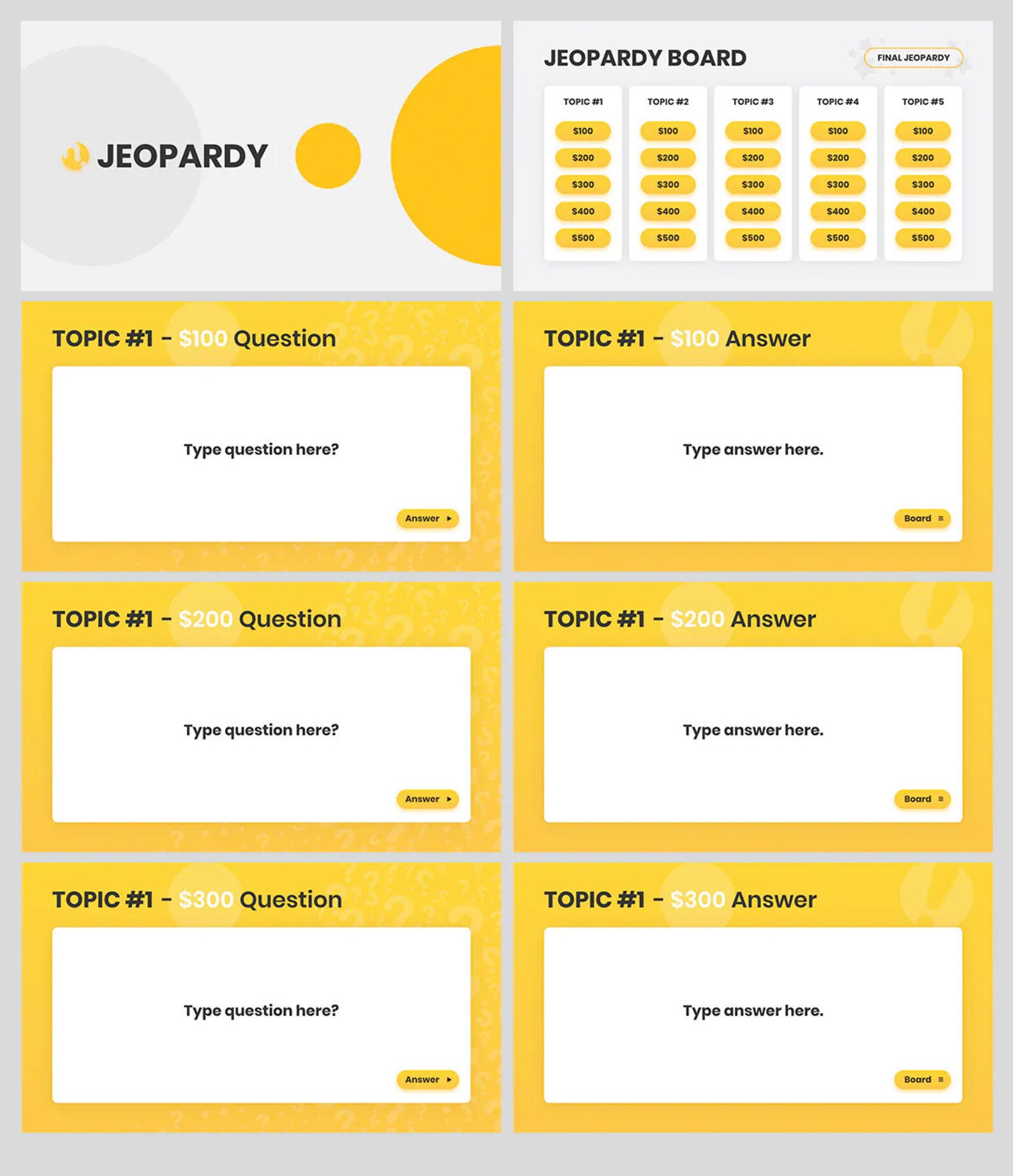 Jeopardy Game Powerpoint Template - Etsy