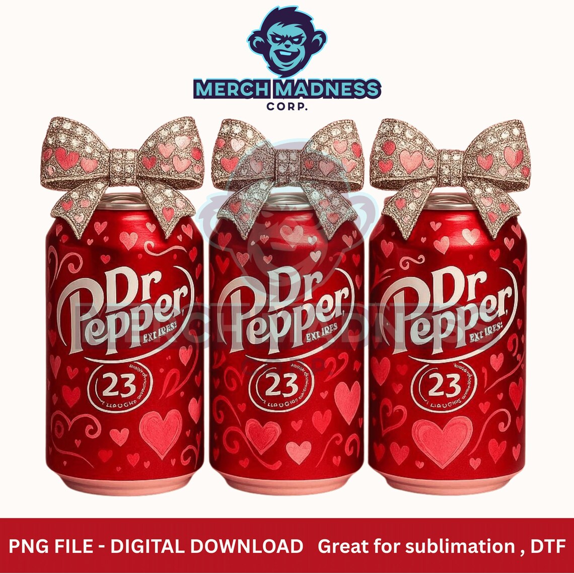 Valentine Soda Can PNG | Heart Bow Drink Can Design | Valentine ...