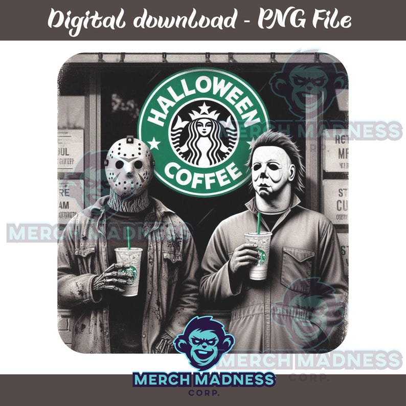 Classic Horror Parody PNG: Slasher Coffee Crew (digital Download) - Etsy
