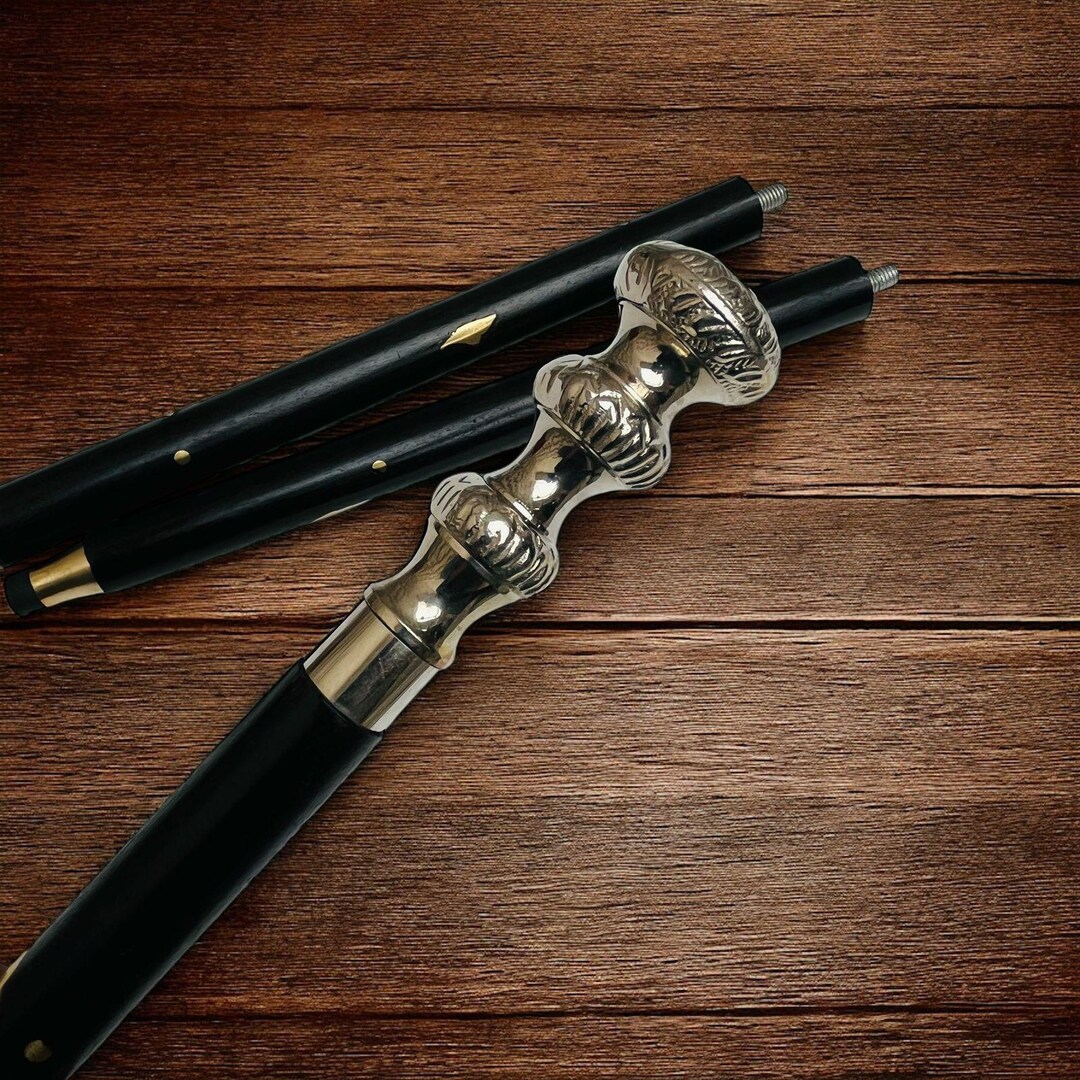 Vintage Silver Handle Walking Cane | Ornate Floral Gentleman's ...