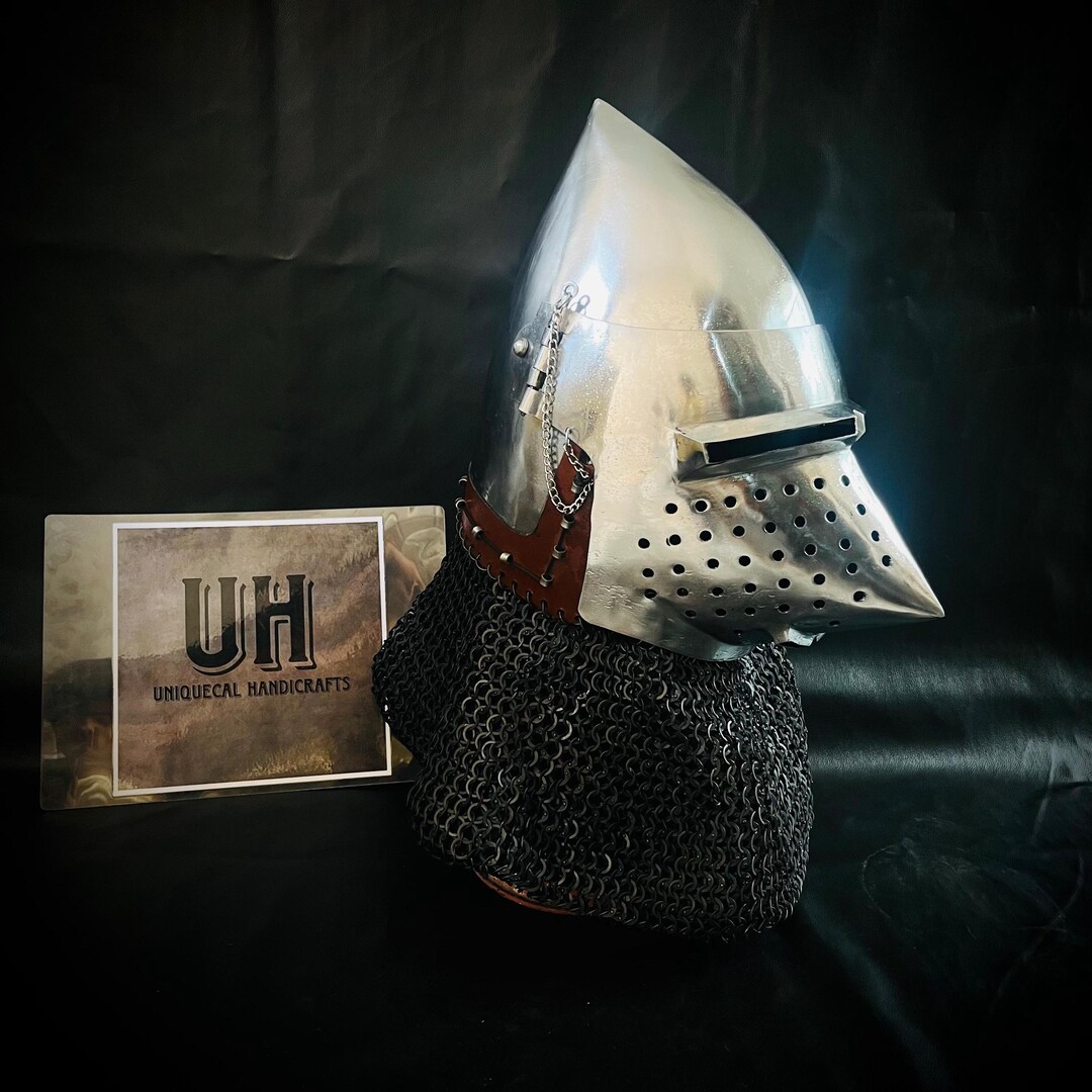 Medieval Helmet | Medieval Pig Face Bascinet Helmet | Custom SCA HNB 18 Gauge Helmet | Medieval ...