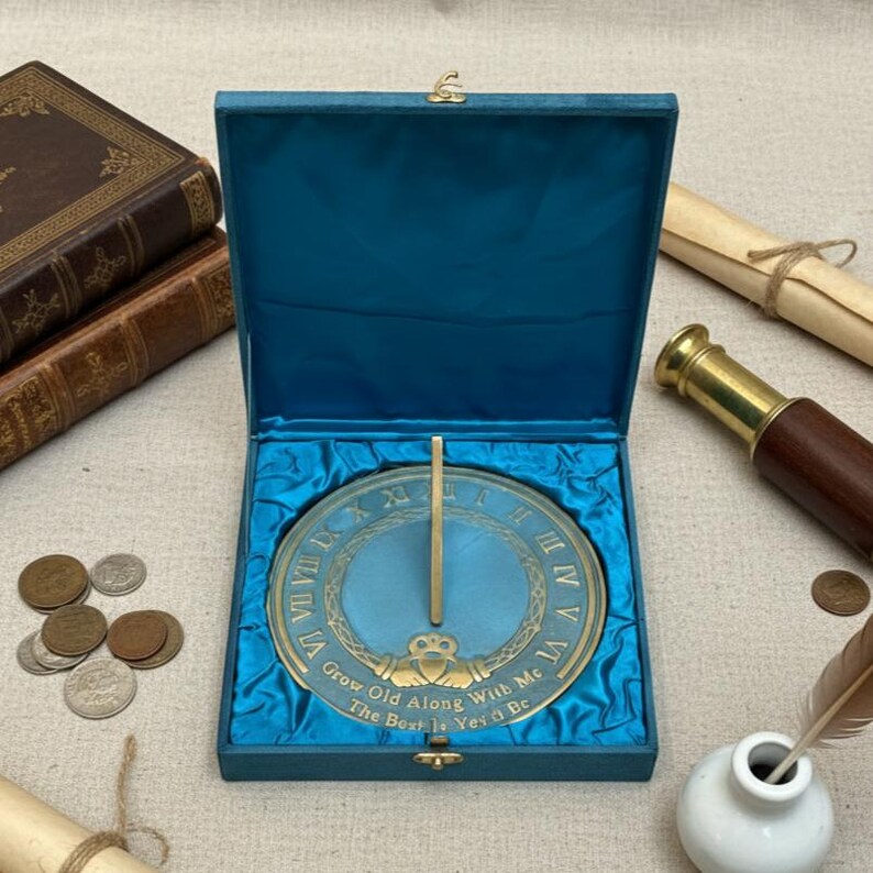 Vintage Brass Sundial Graden Compass – Blue Velvet Box, Garden Decor ...