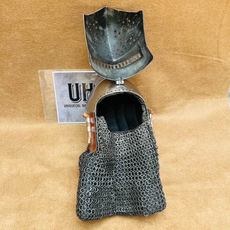 Medieval SCA HNB 14 Gauge Steel Medieval Klappvisier Bascinet Helmet - Etsy