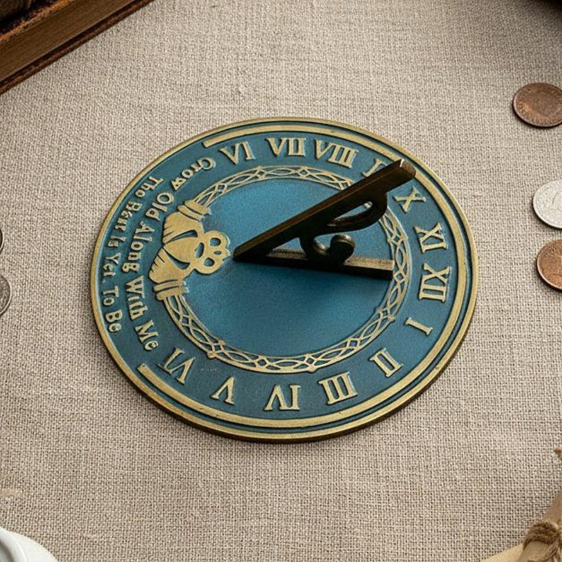 Vintage Brass Sundial Graden Compass – Blue Velvet Box, Garden Decor ...