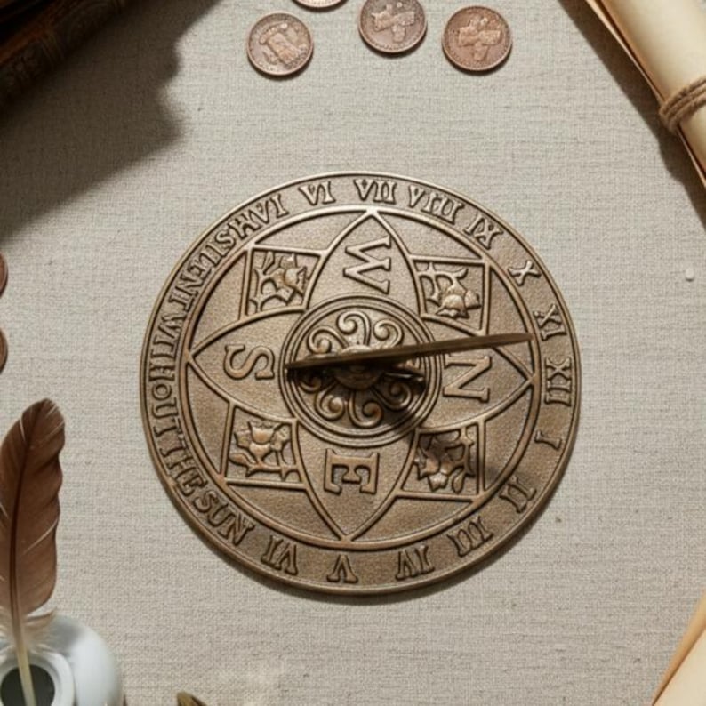 Brass Sundial Garden Compass – Vintage Garden Decor & Gift Jute Bag - Etsy
