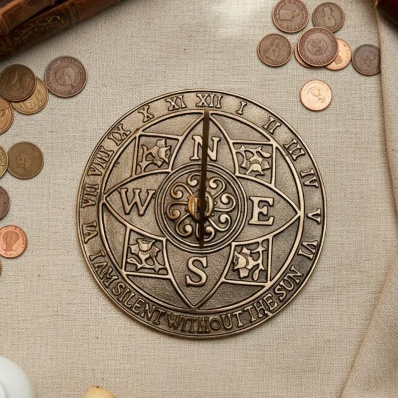Brass Sundial Garden Compass – Vintage Garden Decor & Gift Jute Bag - Etsy