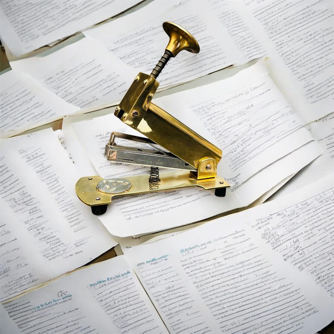 Luxury Vintage Work Desk Heavy Brass Stapler | Fastening & Attaching ...