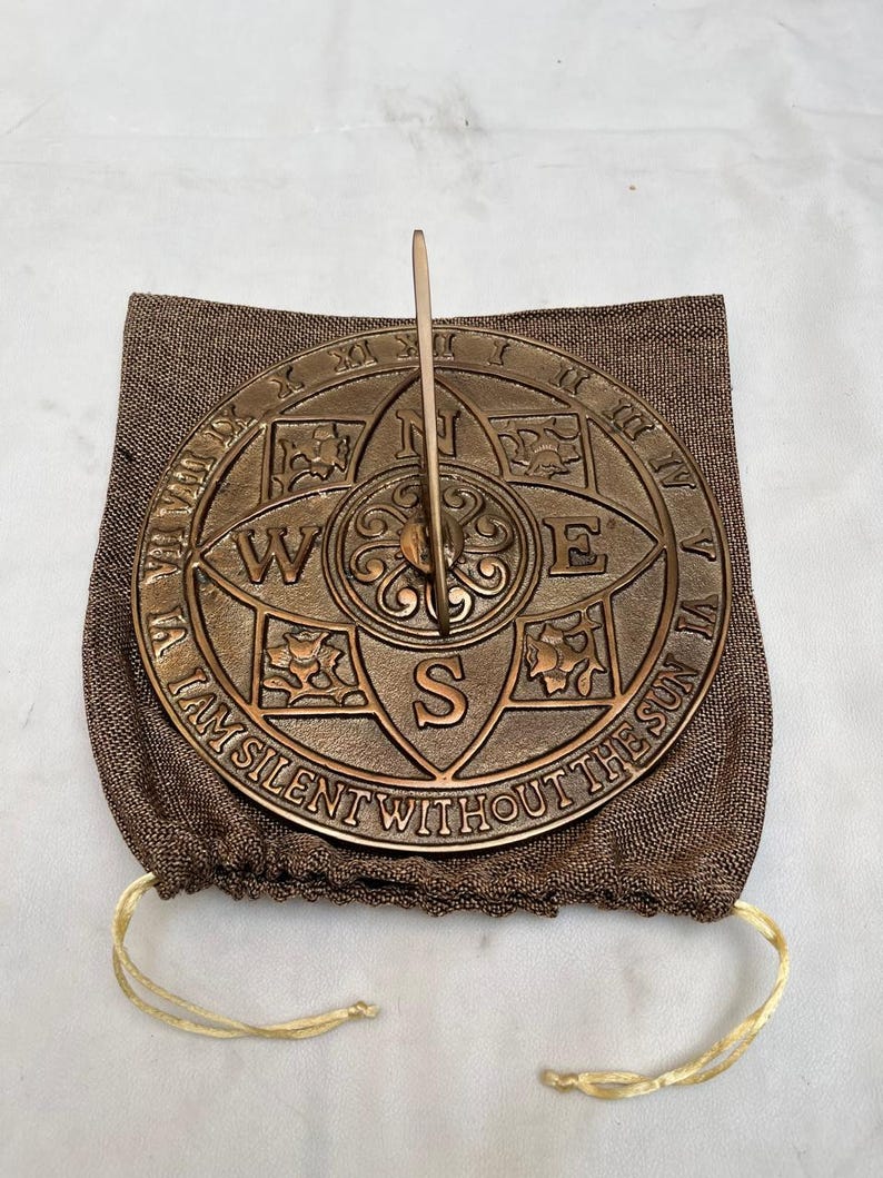 Brass Sundial Garden Compass – Vintage Garden Decor & Gift Jute Bag - Etsy