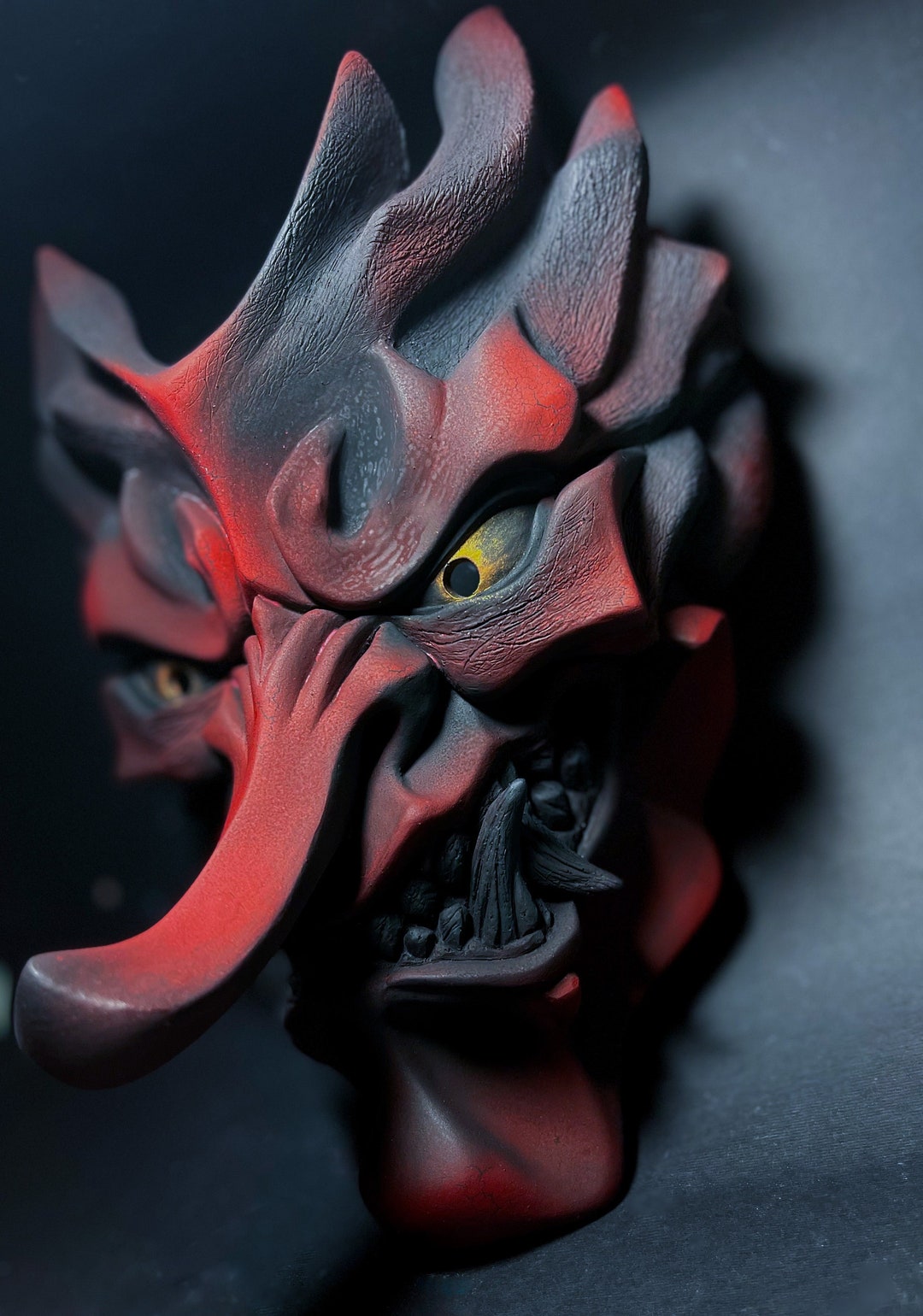 Tengu Red Mask With Crackleure and Leather Strap. Masks Can - Etsy