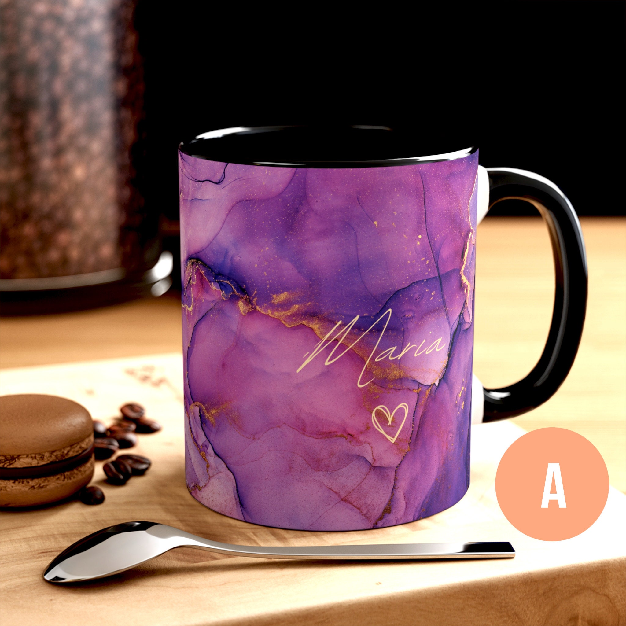 Custom Pink Cream Marble Mug, Personalized Marble Coffee Cup, Custom ...