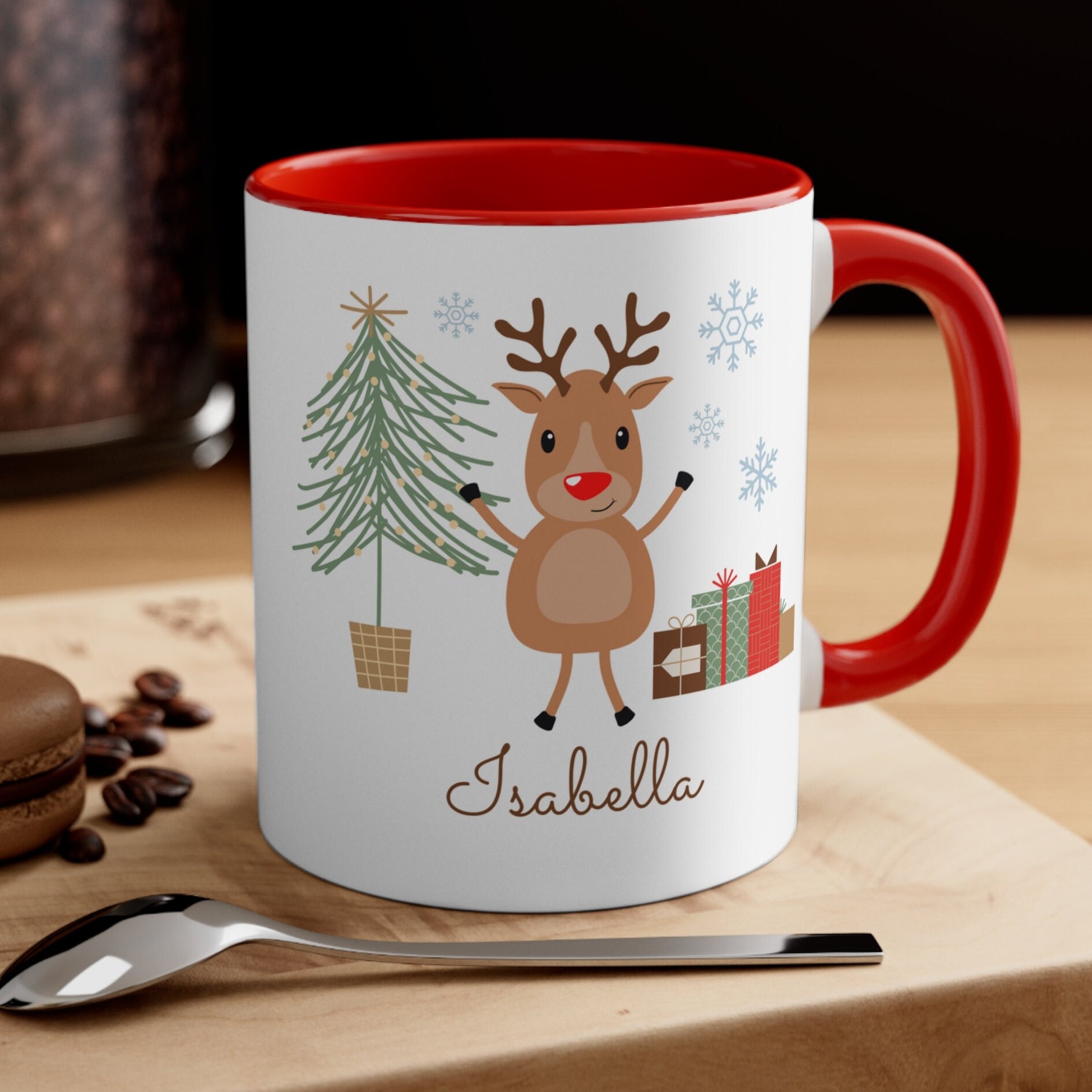 Personalized Reindeer Christmas Mug, Custom Christmas Mug, Cute ...
