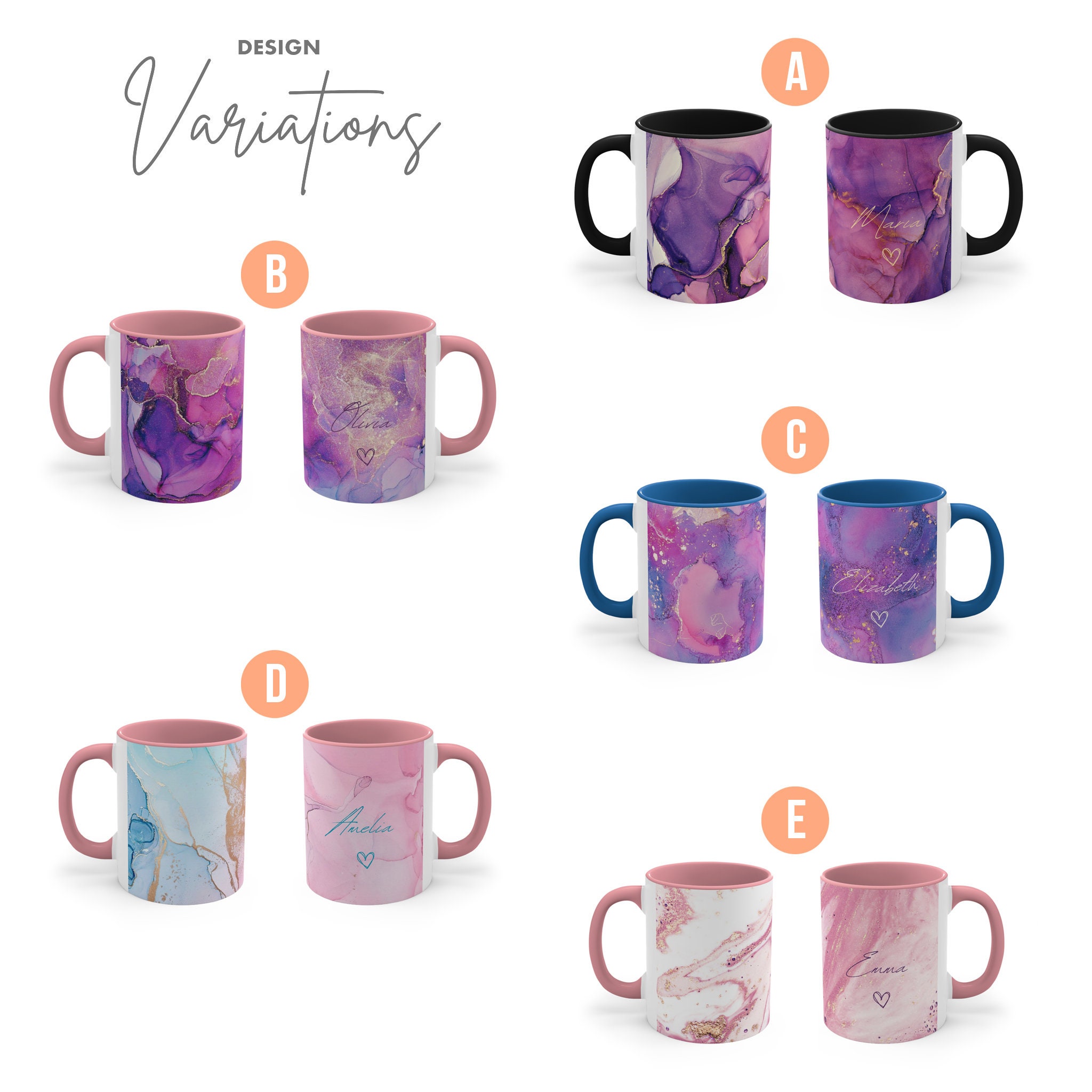 Custom Pink Cream Marble Mug, Personalized Marble Coffee Cup, Custom ...