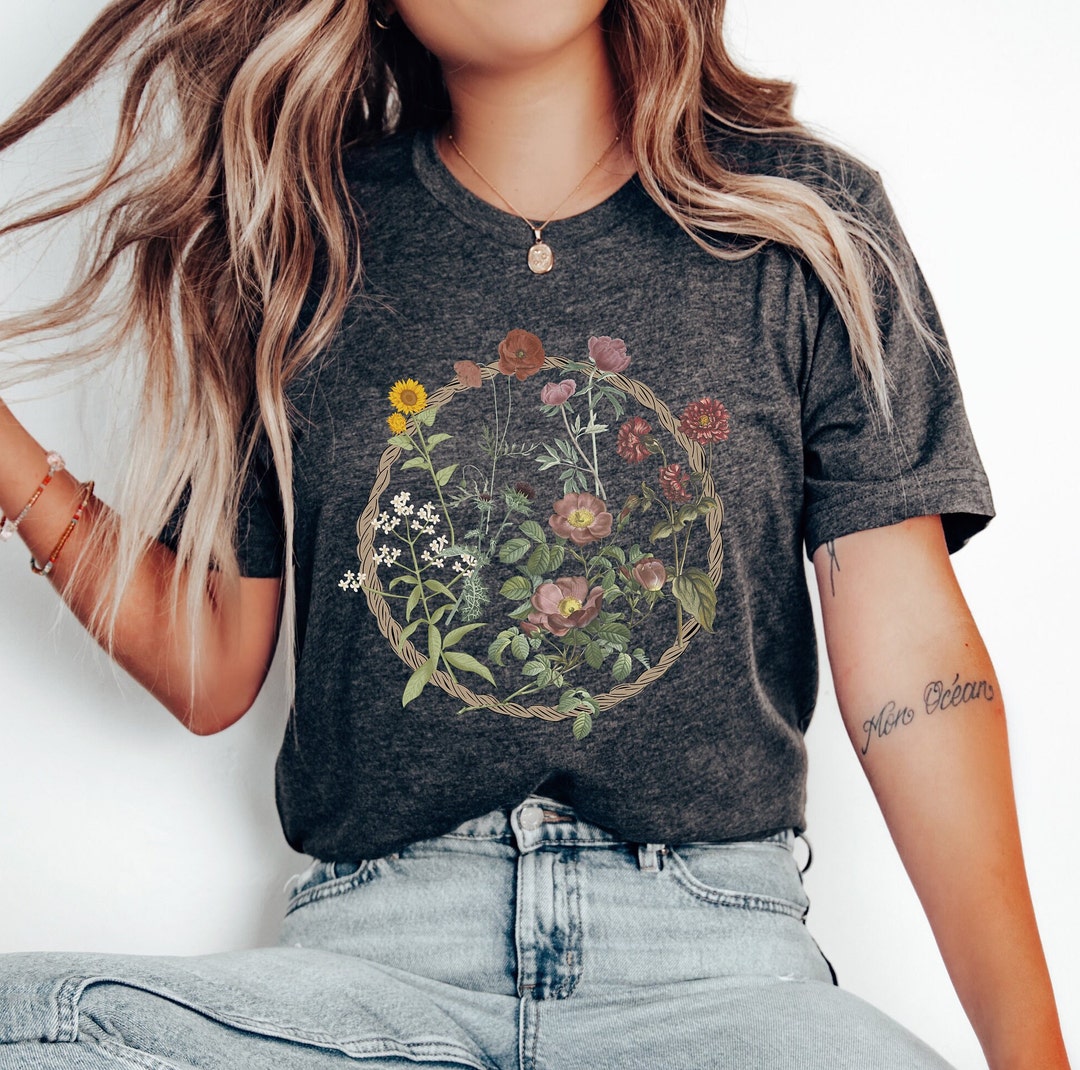 Vintage Flower Shirt, Flowers Tshirt, Floral Graphic Tee, Wild Flower T ...