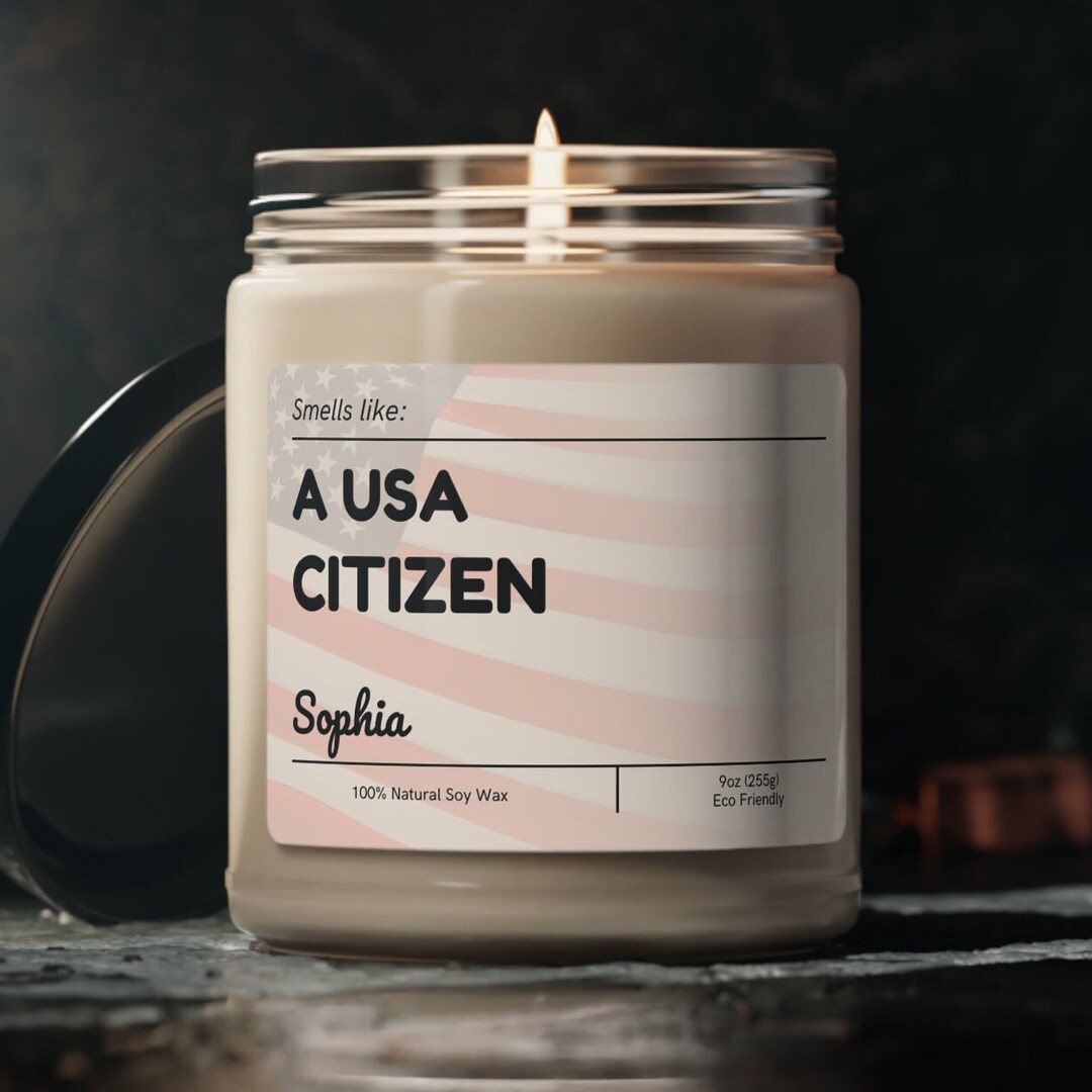 Personalized US Citizen Candle, New US Citizen Gift, Custom USA Citizen ...