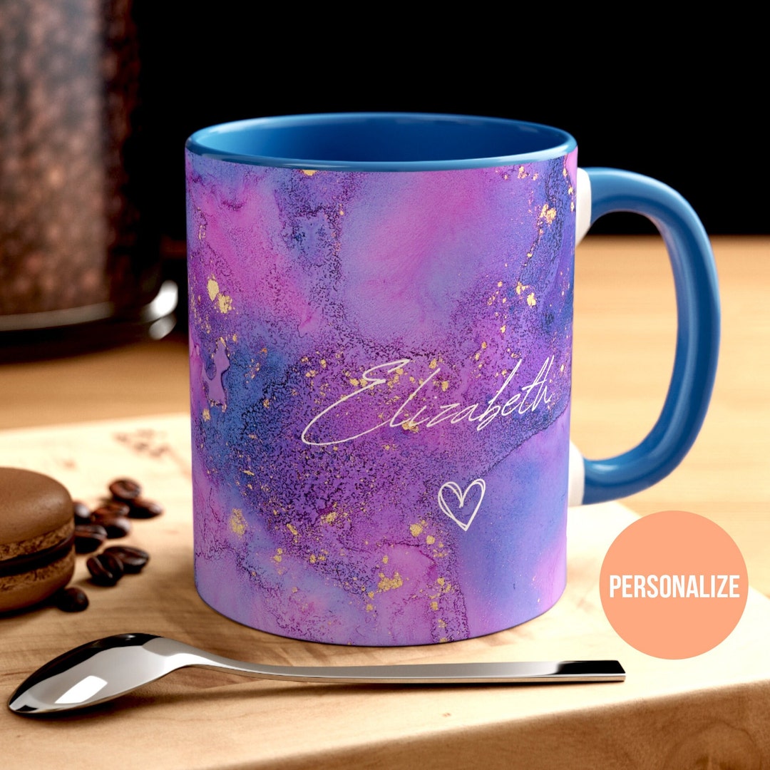 Custom Purple Blue Marble Mug, Personalized Marble Coffee Cup, Custom ...